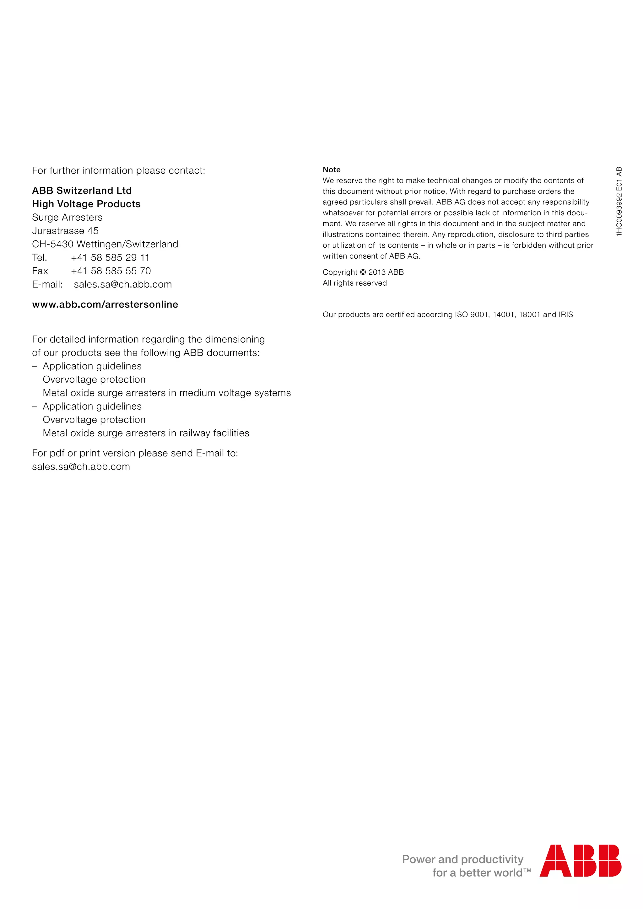 ABB POLIM-C..LB Medium Voltage Surge Arresters AC up to 5kV - AC Surge Arresters & Protection ...