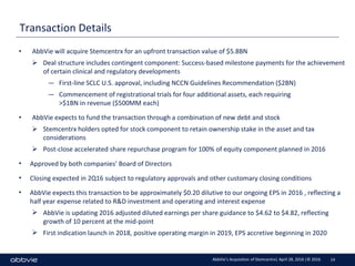AbbVie Announces Stemcentrx Acquisition | PDF