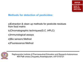 Pesticide Used in Agriculture and Quantification of Organophosphorus ...