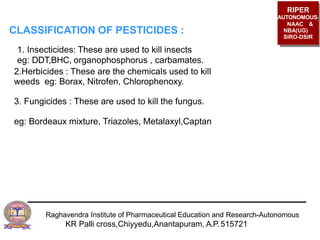 Pesticide Used in Agriculture and Quantification of Organophosphorus ...