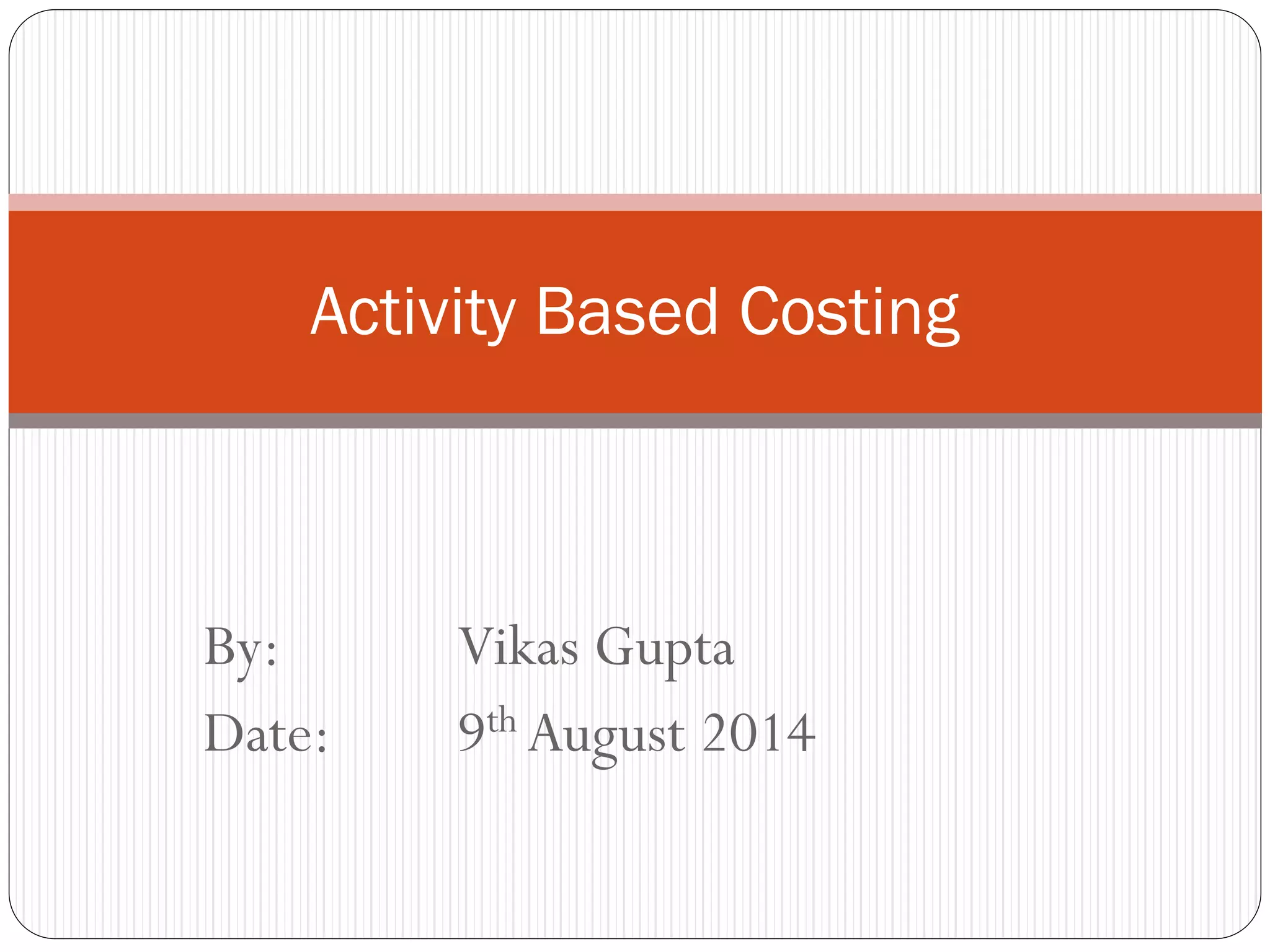 Activity Based Costing | PDF