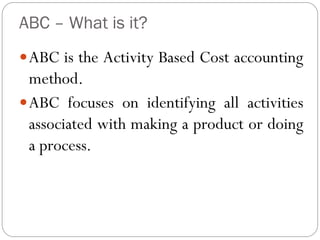 Activity Based Costing | PDF