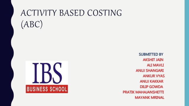 ACTIVITY BASED COSTING | PPT