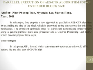 First phase slide presentation on "ANALYZING THE EFFECTIVENESS OF THE ADVANCED ENCRYPTION ...