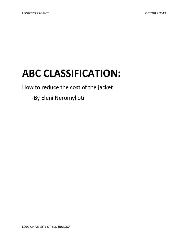 The ABC classification- Example and analysis | PDF | Logistics | Business