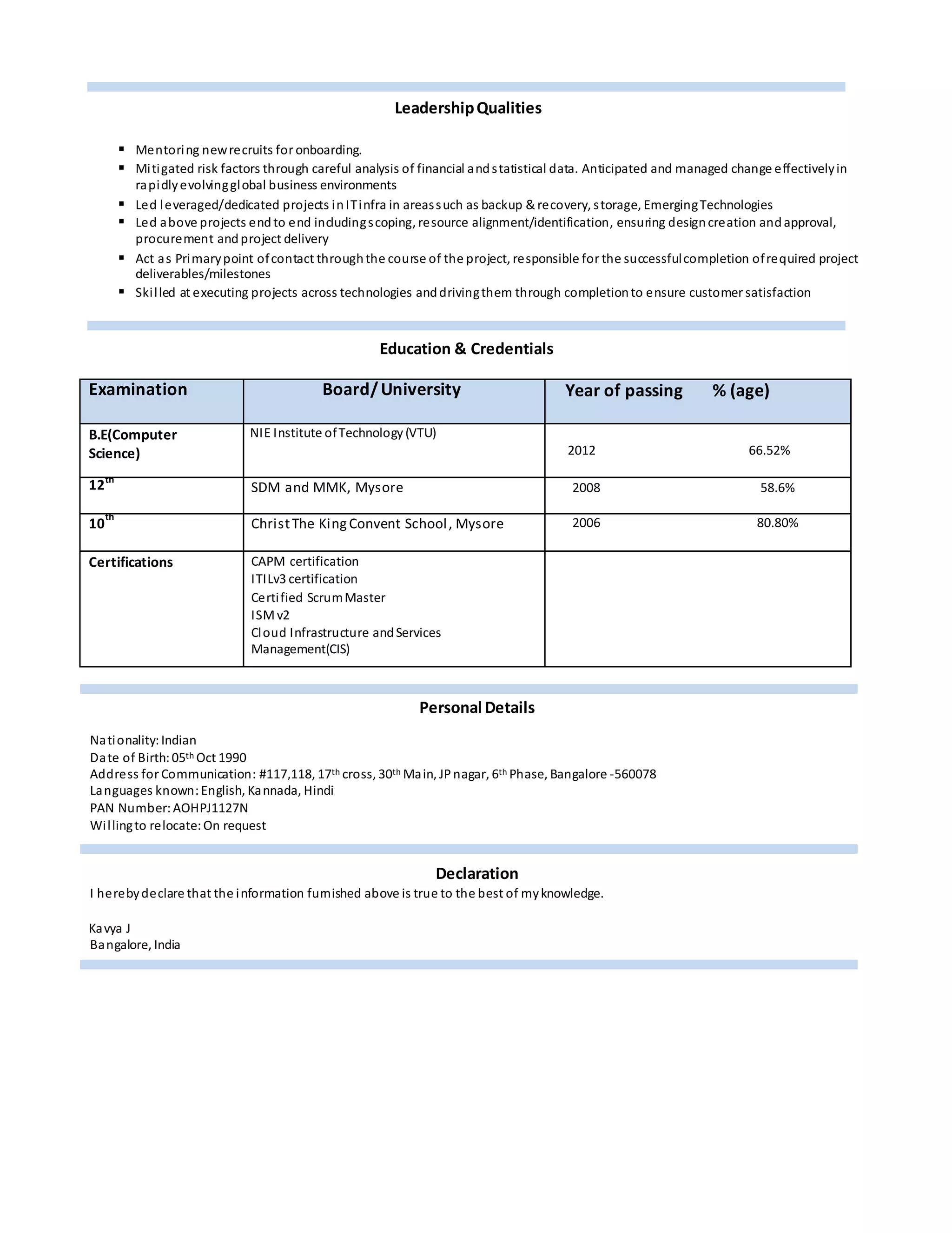 Kavya Jayakumar_Resume | PDF