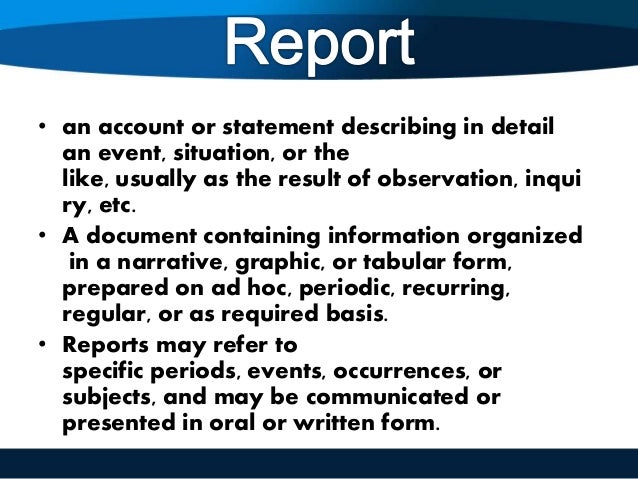 types of reports