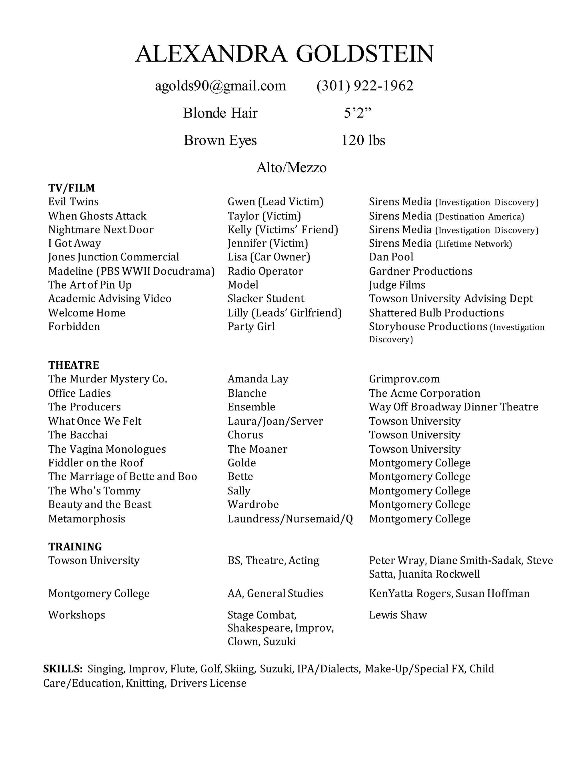 Resume Alexandra Goldstein | DOCX