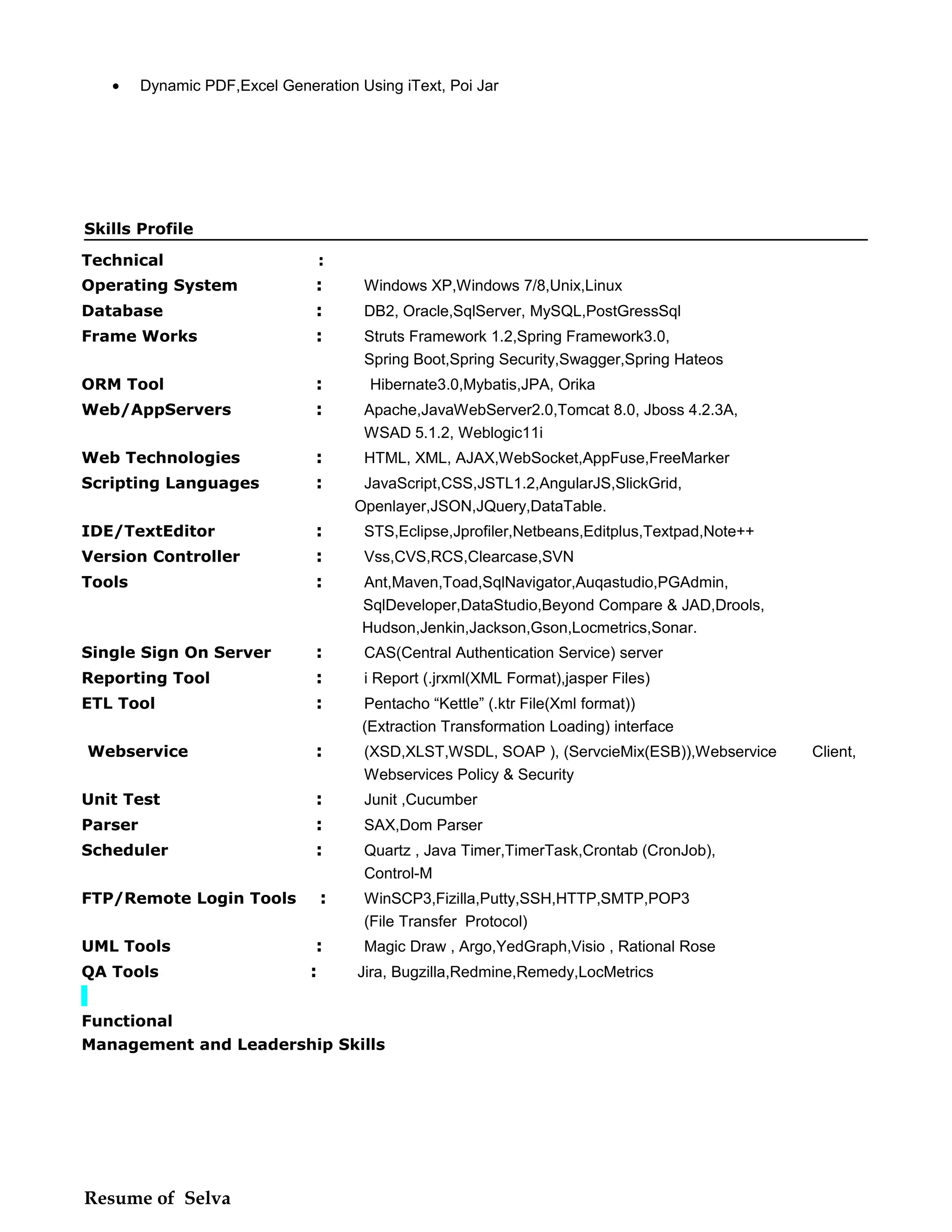 SelvaResume | DOC | Web Development | Internet