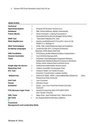 SelvaResume | DOC | Web Development | Internet