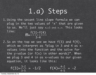 Calculus AB - Slope of secant and tangent lines | PDF