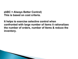 Material Management and ABC analysis | PPT