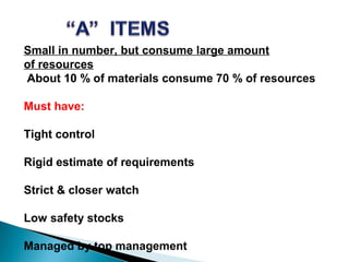 Material Management and ABC analysis | PPT