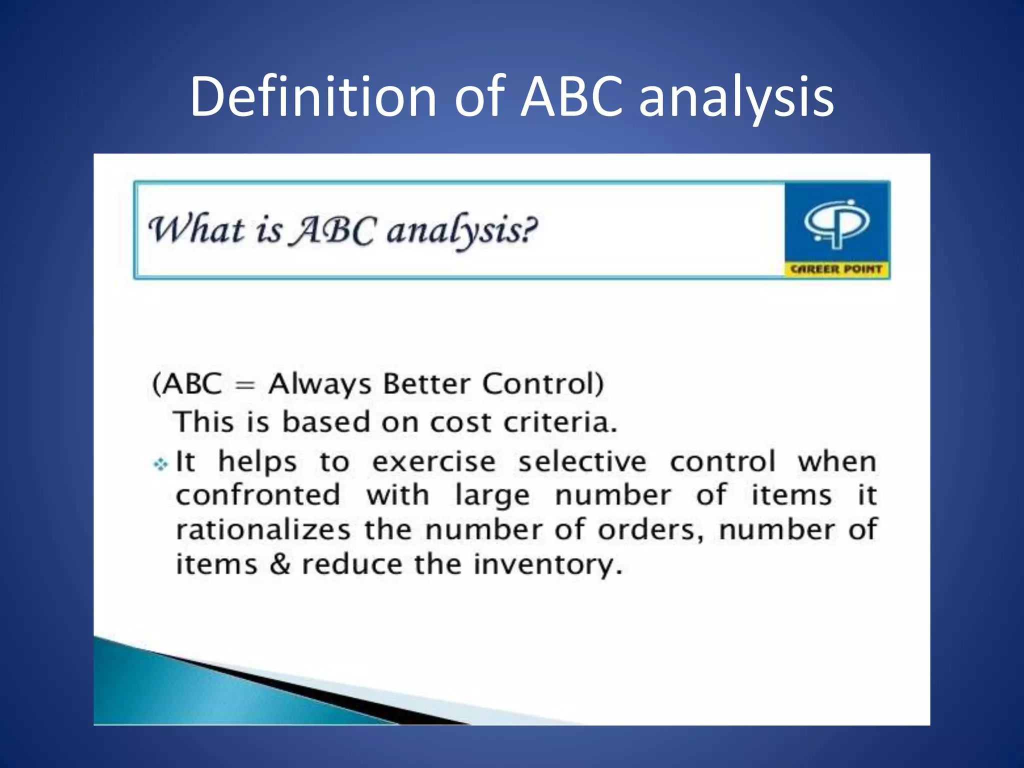 unit-vii material management -ABC analysis ppt | PPT