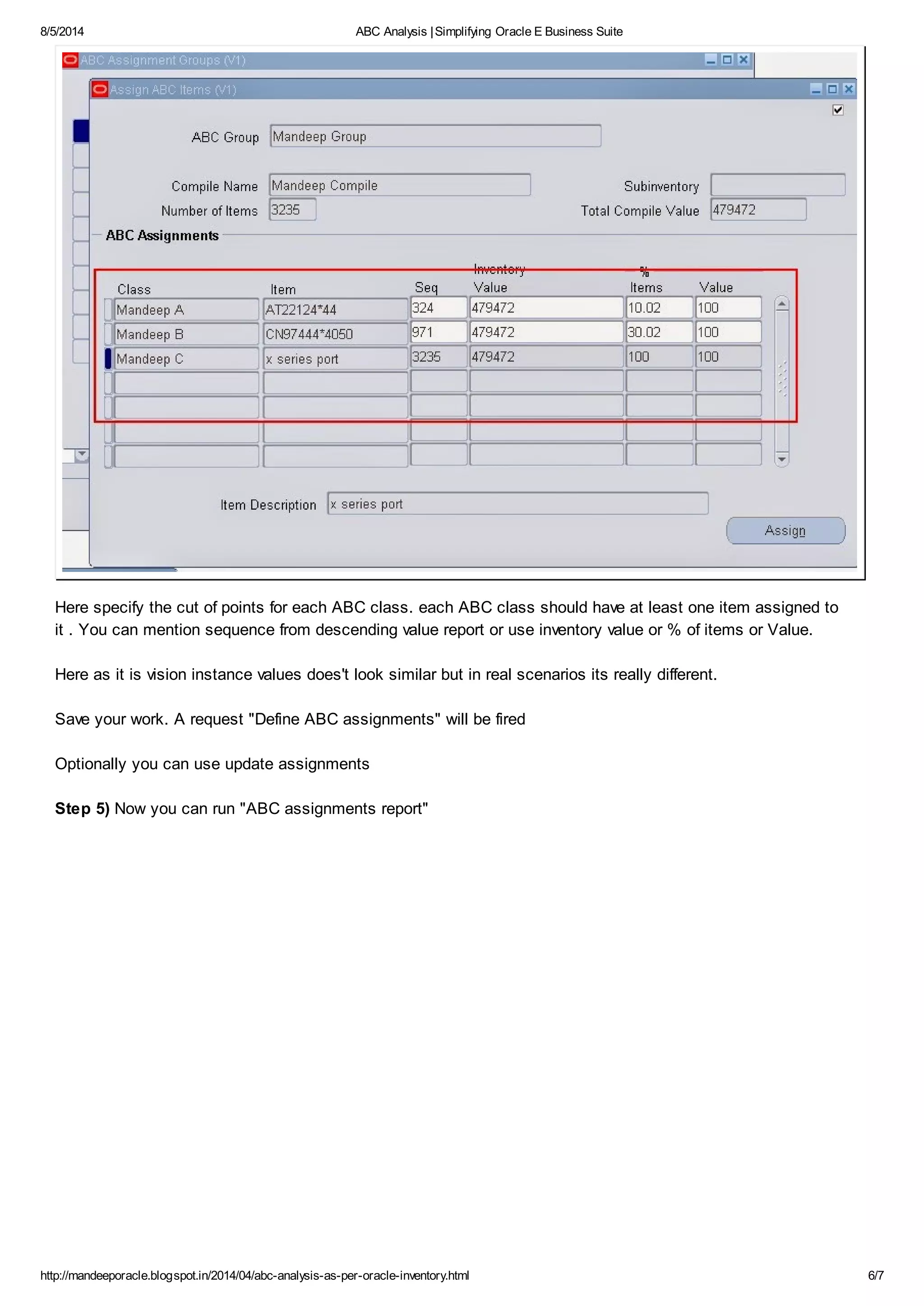 ABC Analysis in Oracle Application | PDF