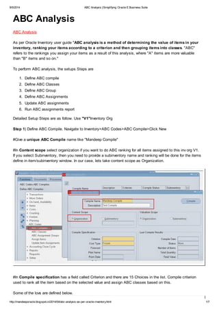 ABC Analysis in Oracle Application | PDF
