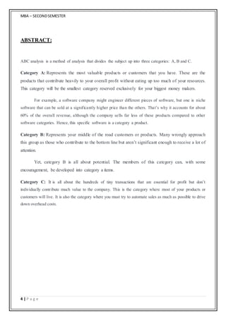 ABC Analysis | DOCX | Stocks and Bonds | Personal Investing