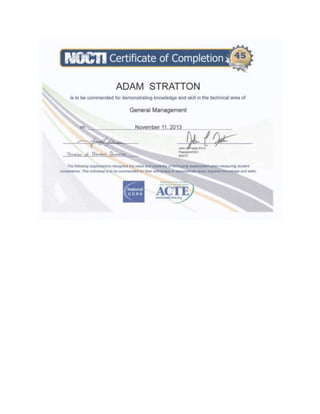 NOCTI Certificate | PDF