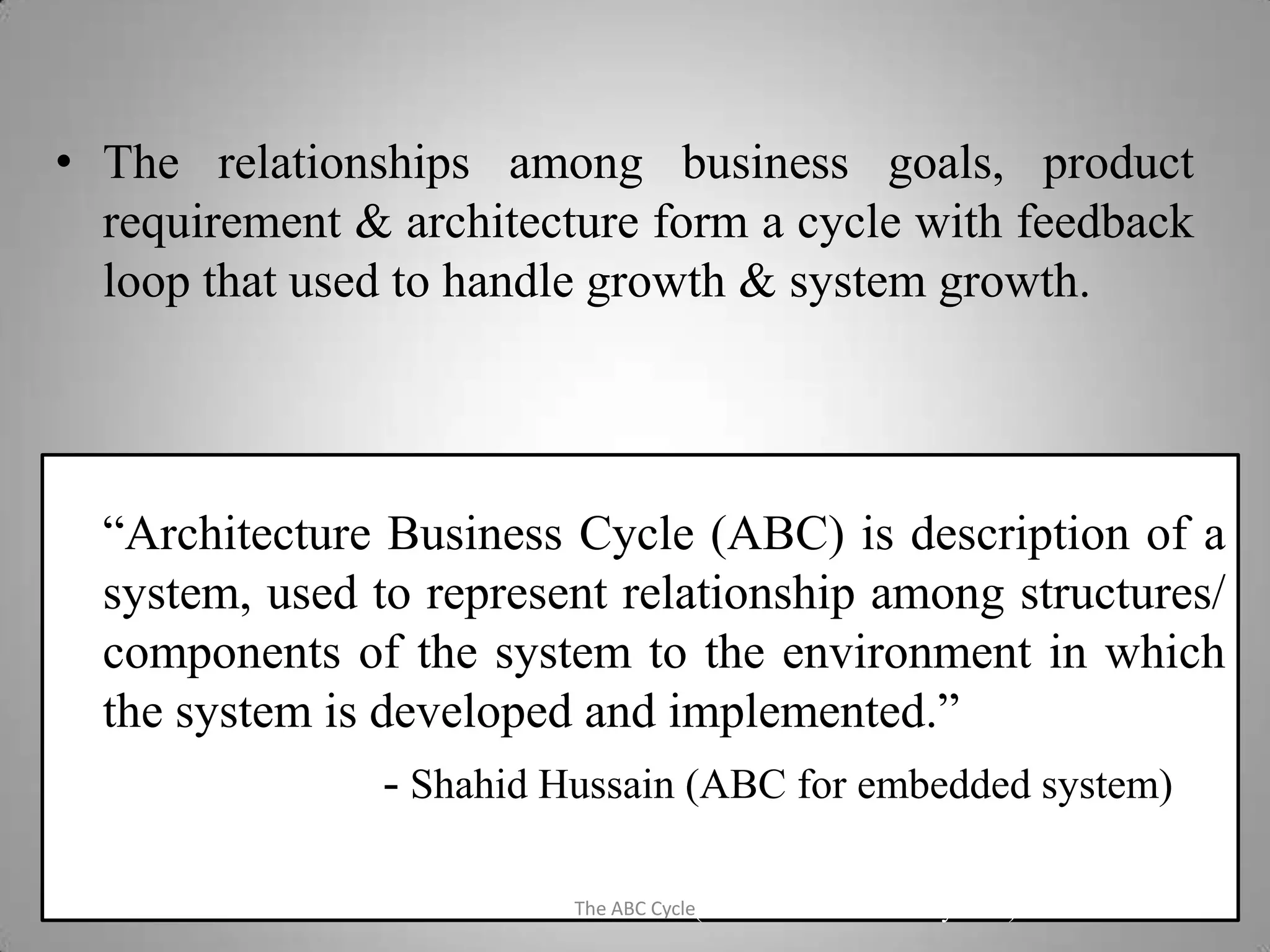 Abc cycle in sw architecture ashish | PPTX