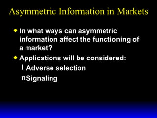 asymmetric information | PPT