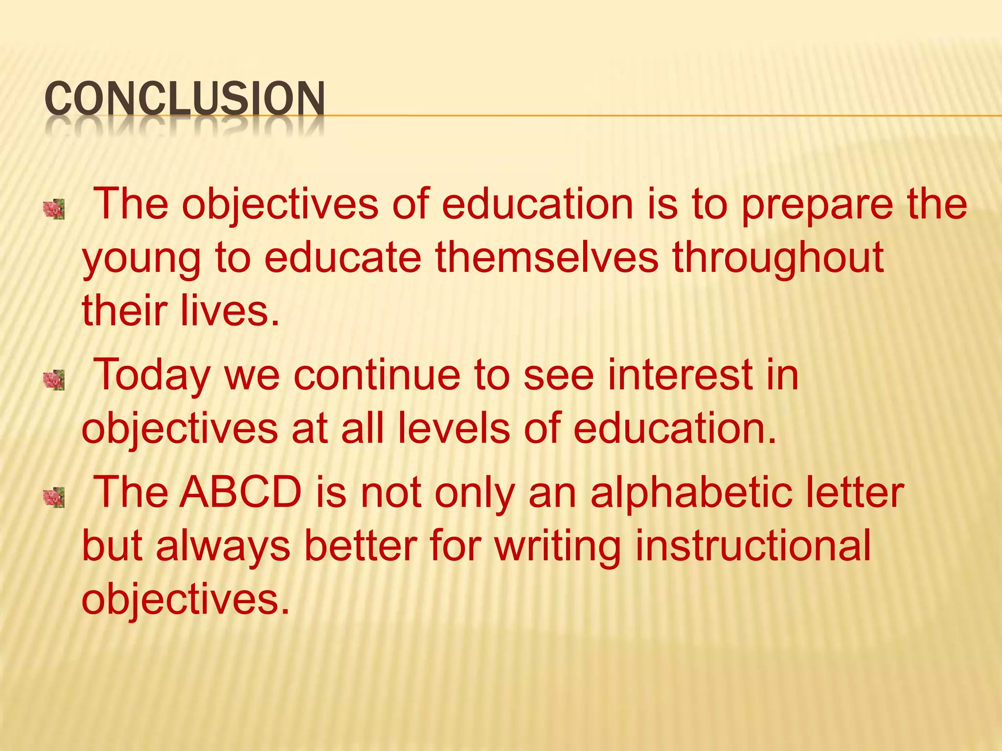 ABCD Method of writing Instructional Objectives | PPTX