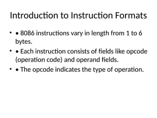 Microprocessor instruction format of 8086 | PPTX | Data Storage and ...