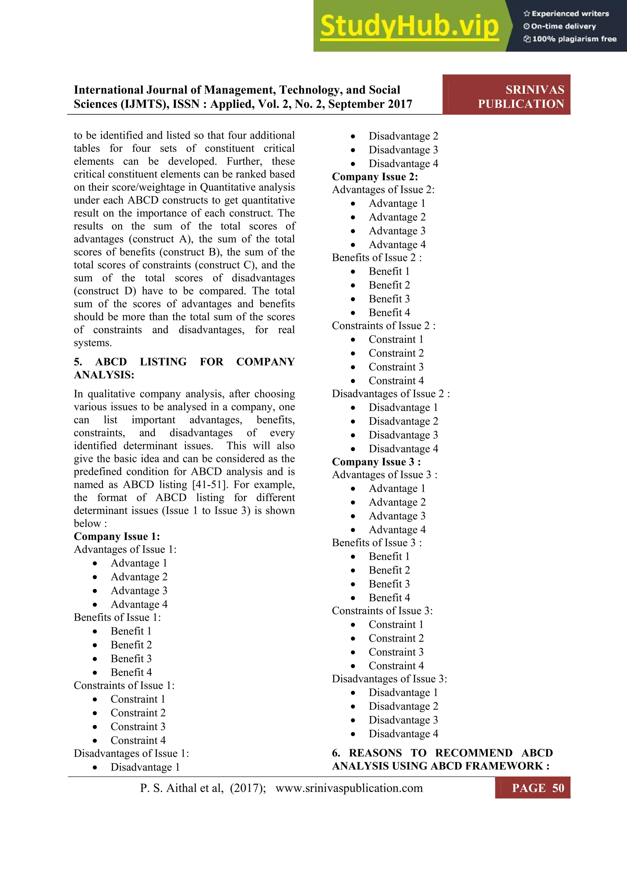 ABCD Analysis As Research Methodology In Company Case Studies | PDF