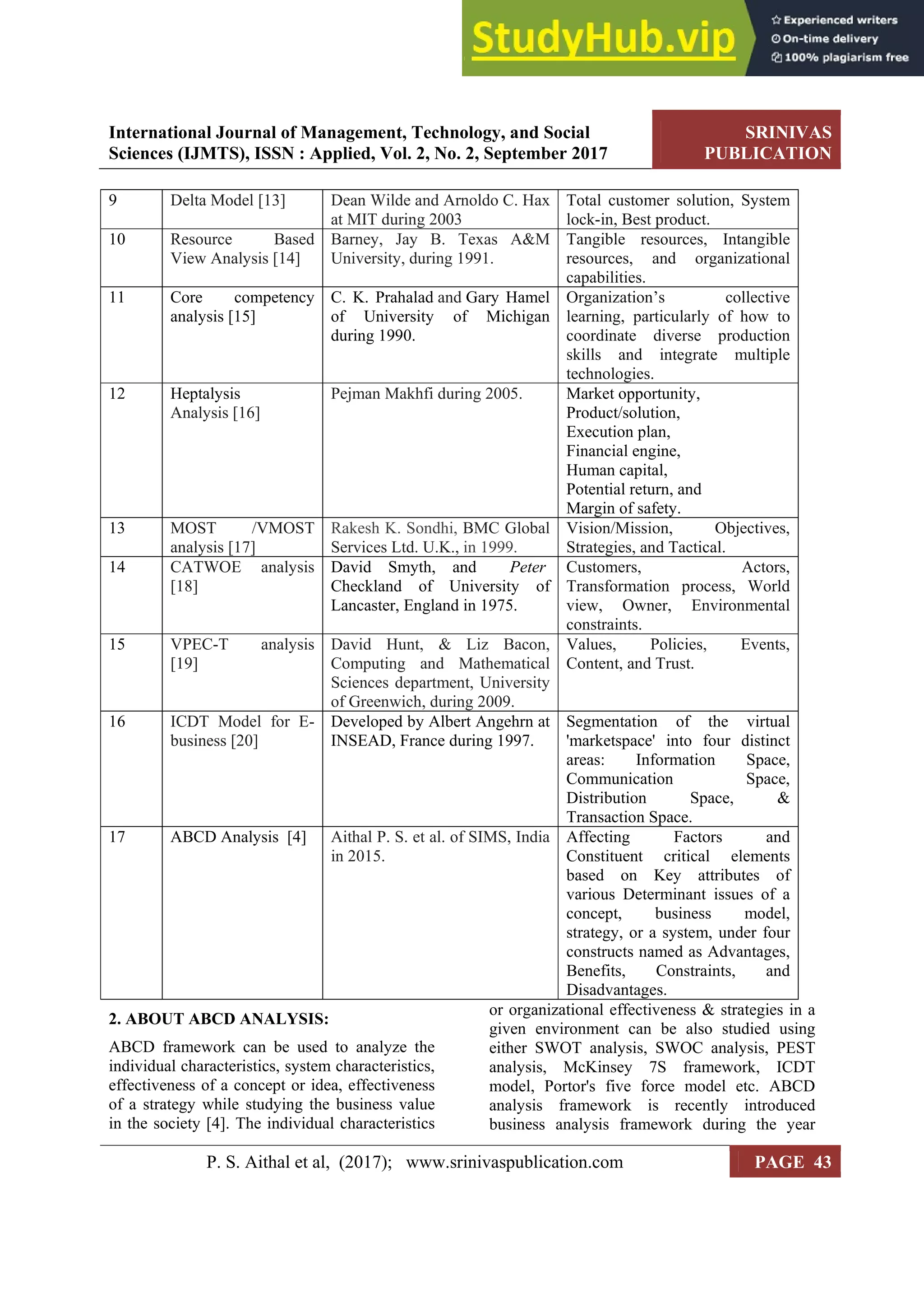 ABCD Analysis As Research Methodology In Company Case Studies | PDF