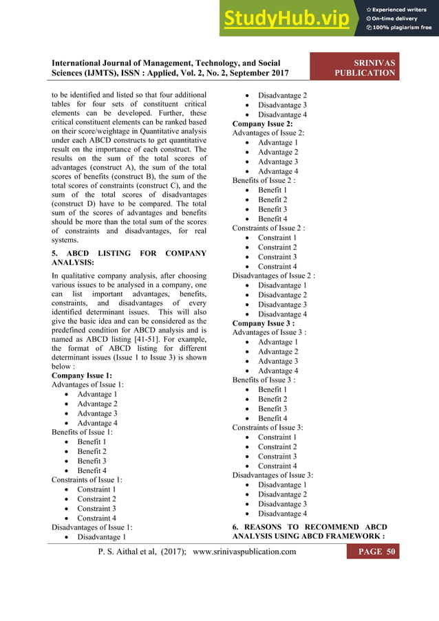 ABCD Analysis As Research Methodology In Company Case Studies | PDF ...