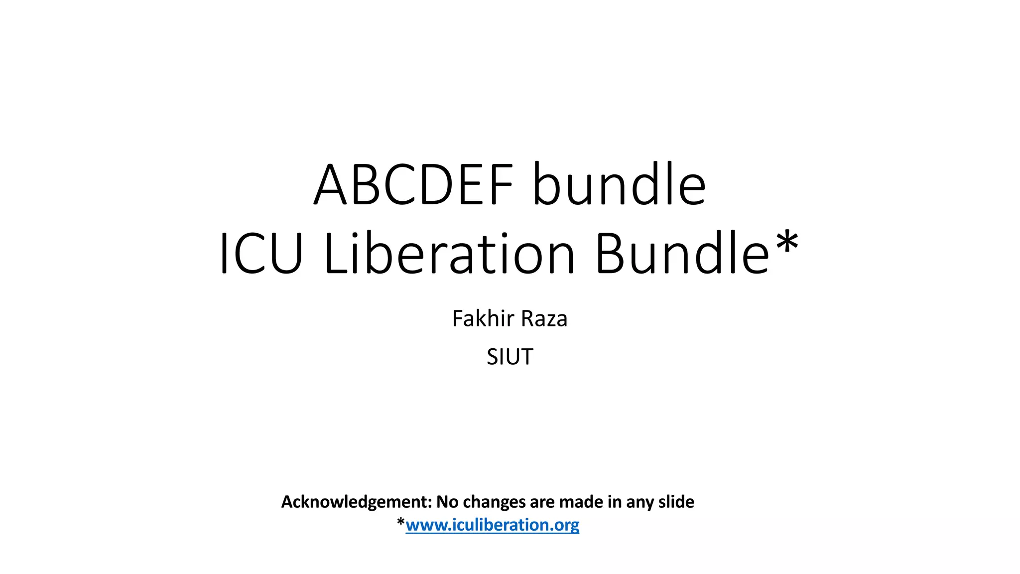 ABCDEF bundle: ICU Liberation Bundle | PPTX