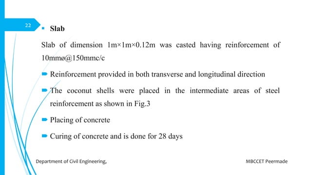 Filler slab construction using coconut shell | PPTX | Civil Engineering ...