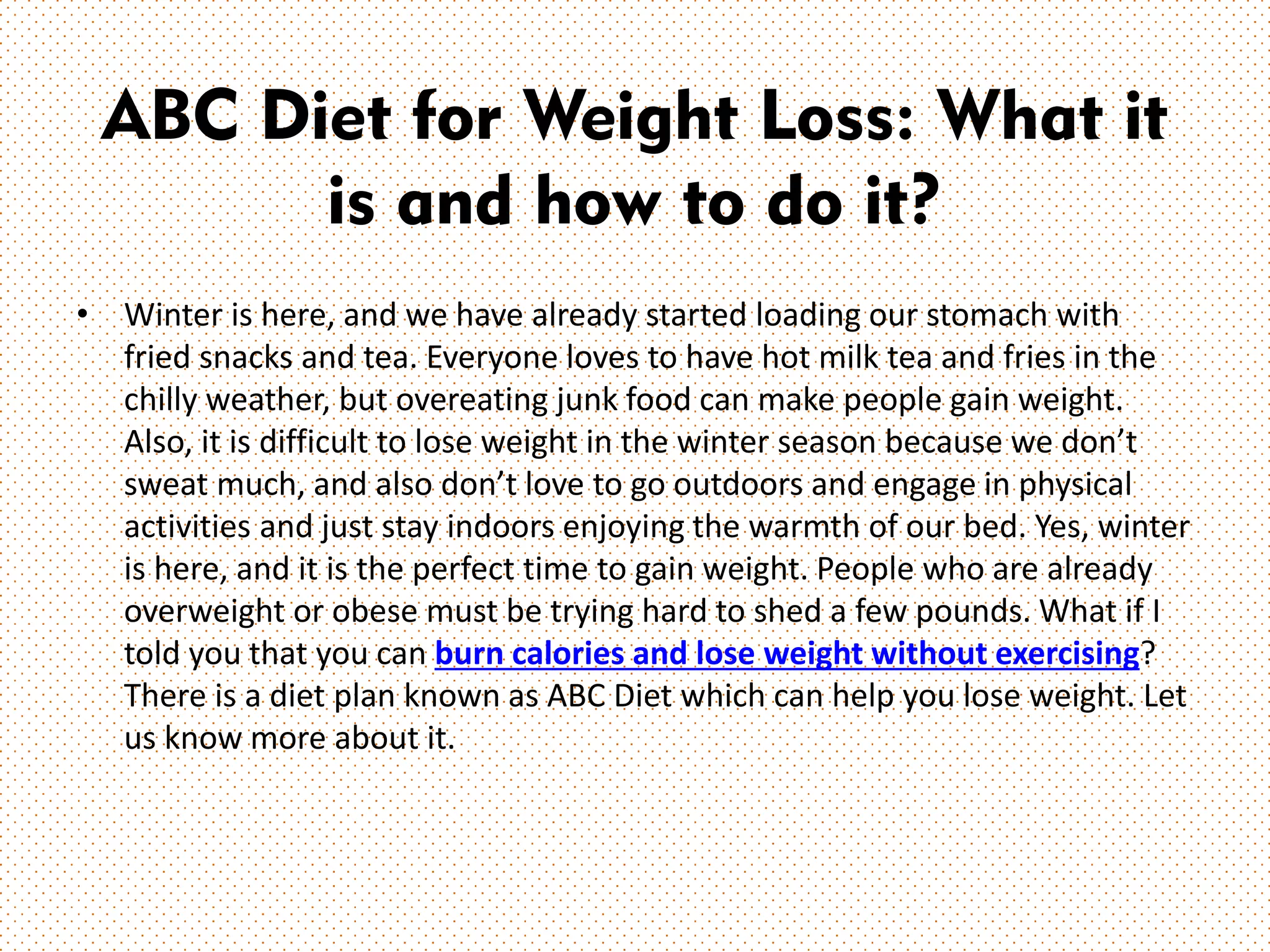 Abc diet for weight loss | PDF