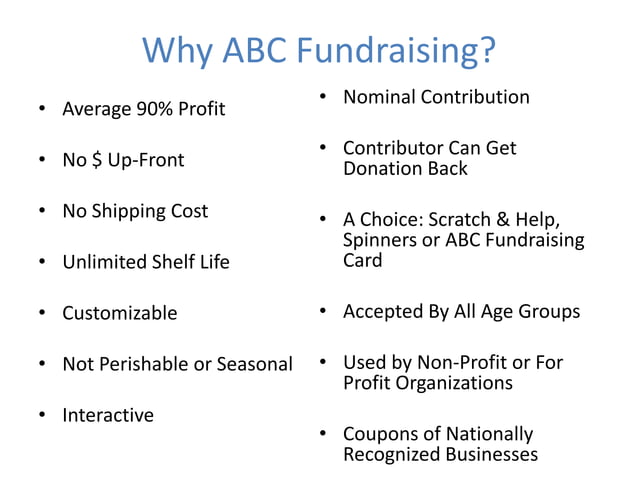 Abc fundraising power point | PPTX | Credit Cards | Personal Debt