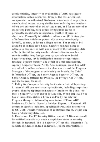 ABC Healthcare LimitedIncidence Response Policy1. Purpose. T.docx