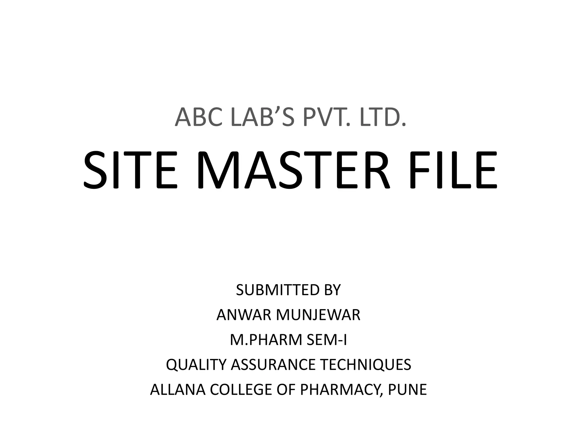 SITE MASTER FILE | PPTX