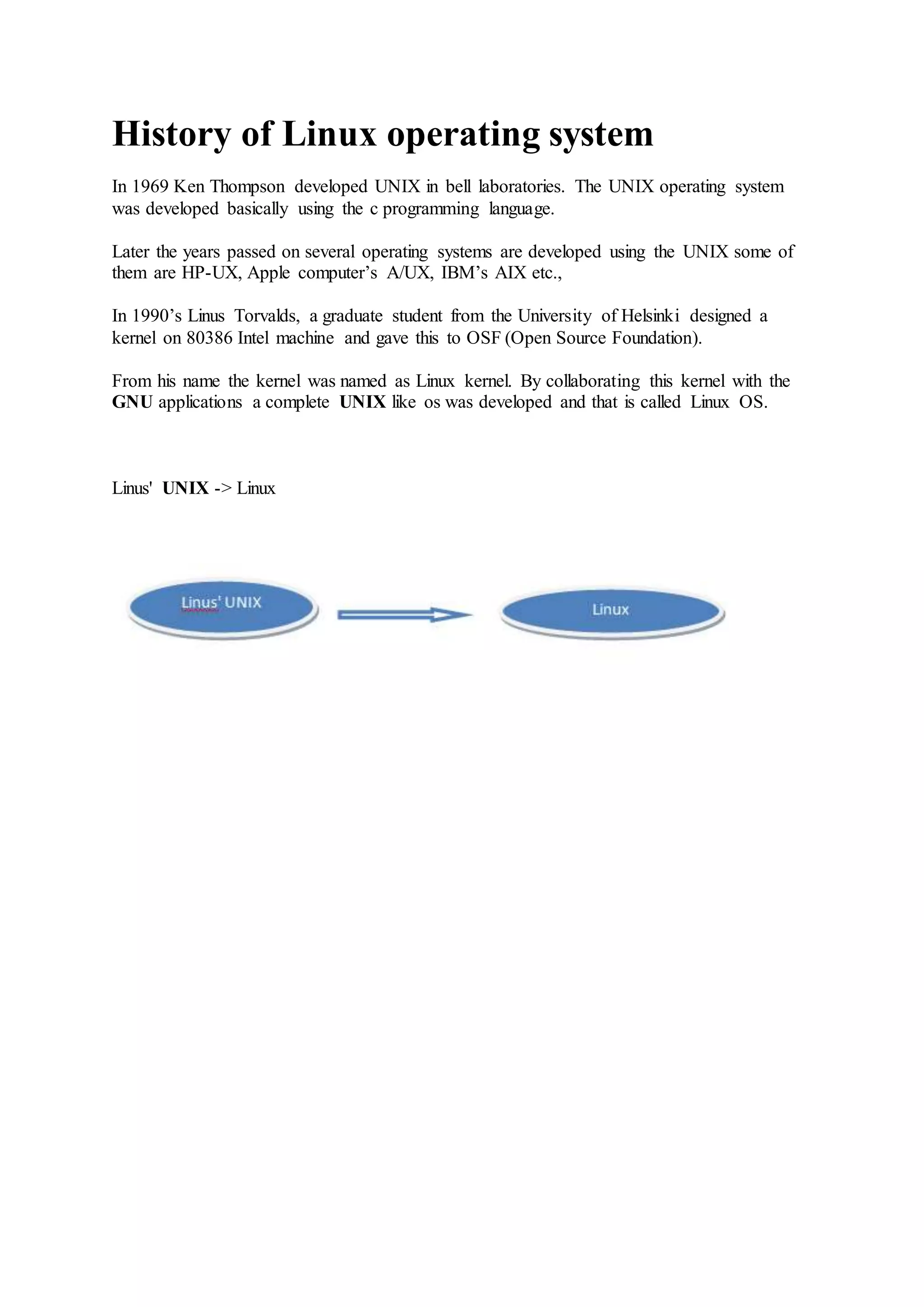 Abclearn - linux tutorials , History of Linux | DOCX