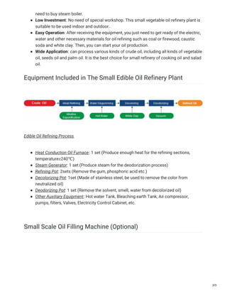 Equipment for Starting 1-10 ton/h small edible oil refinery plant | PDF ...