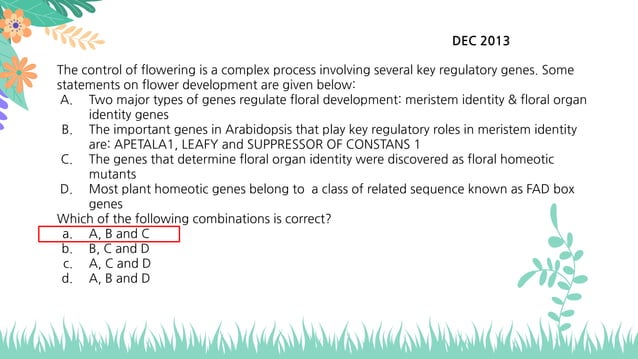 Flowering in plants(Arabidopsis) ABC Model | PDF | Gardening | Home ...