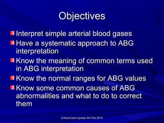 Arterial Blood Gas analysis | PPT