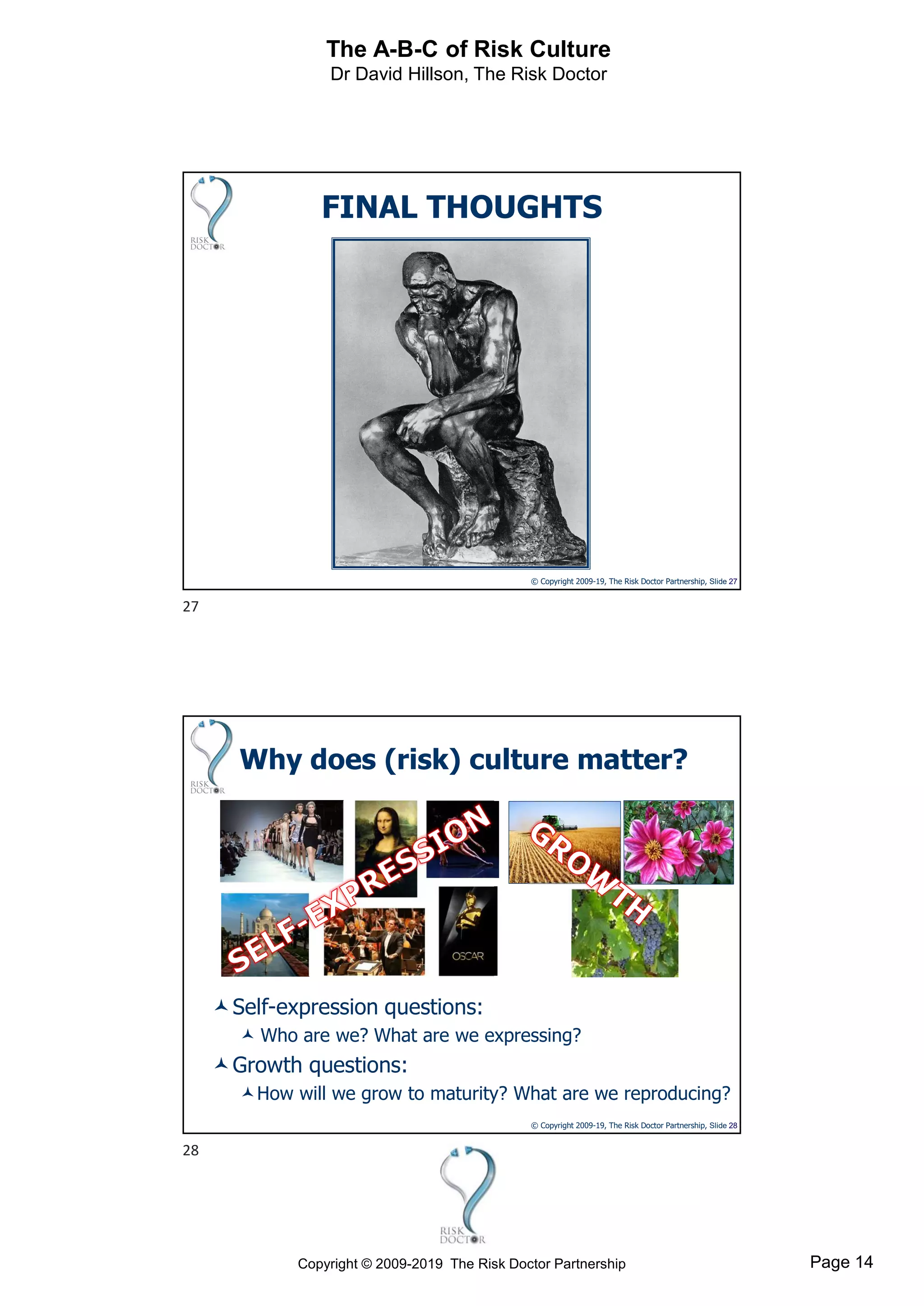 ABC of risk culture. Dr David Hillson | PDF