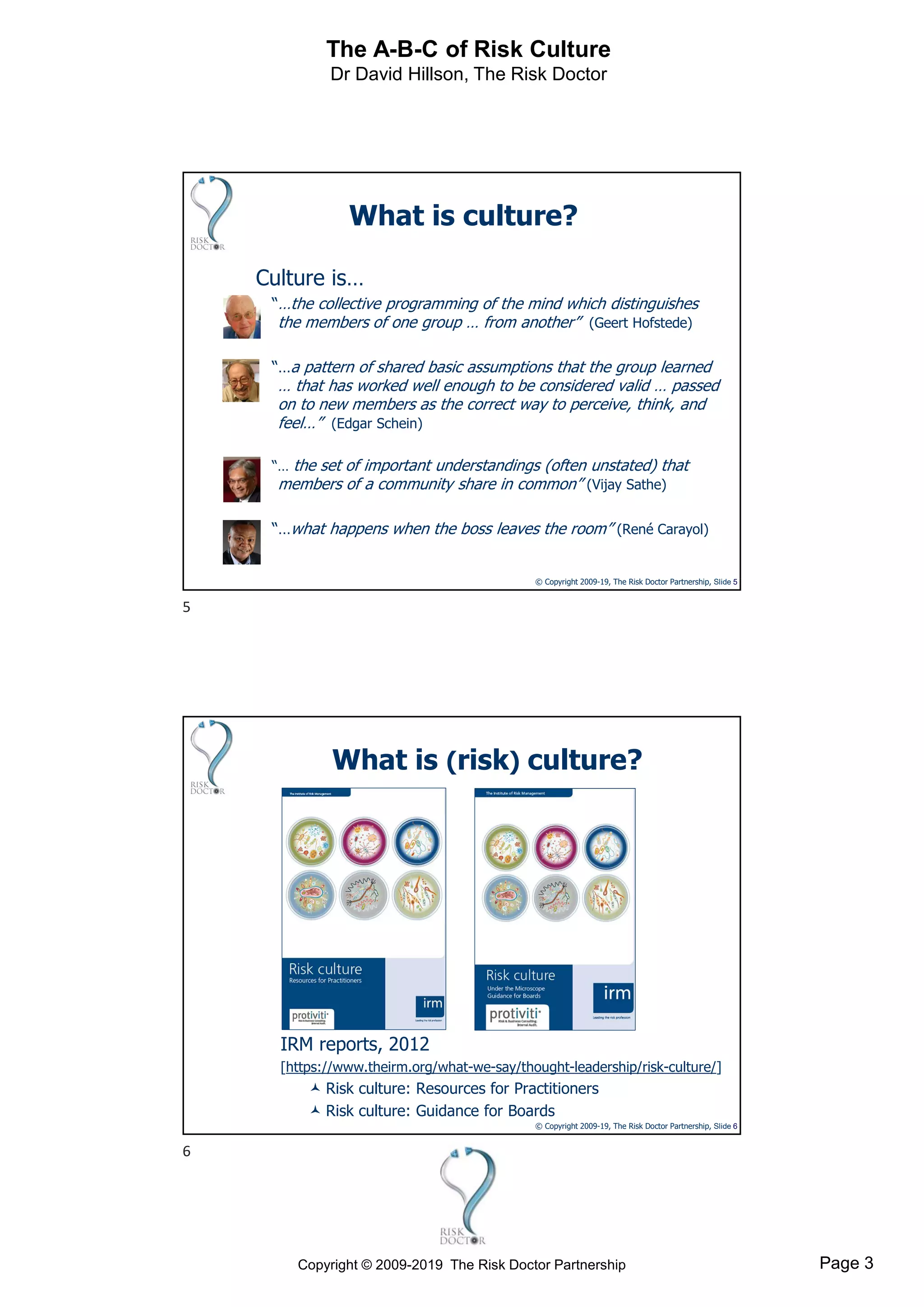 ABC of risk culture. Dr David Hillson | PDF