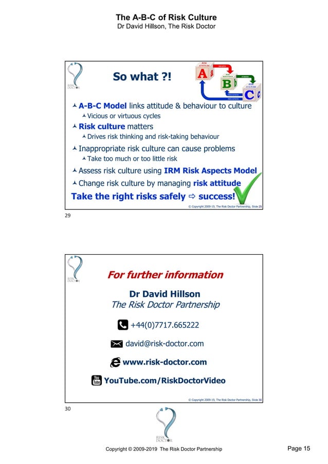 ABC of risk culture. Dr David Hillson | PDF | Business | Business and ...