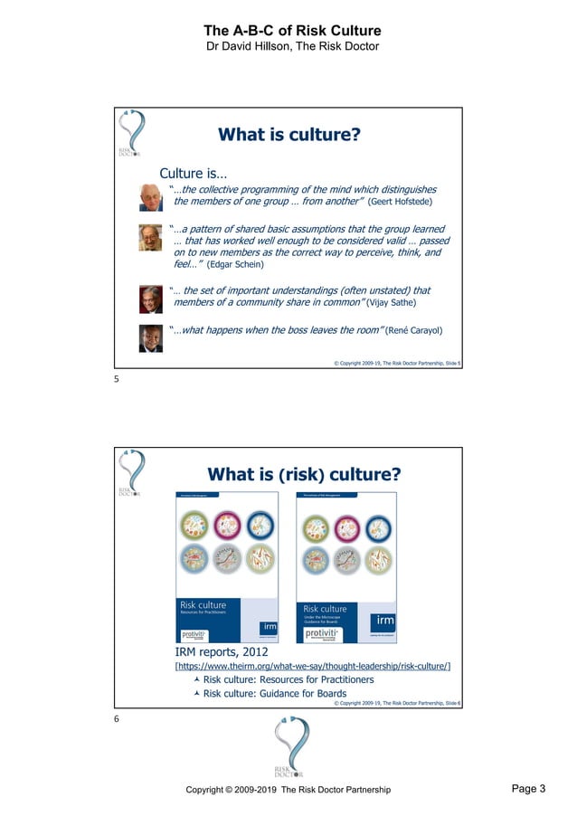 ABC of risk culture. Dr David Hillson | PDF | Business | Business and ...