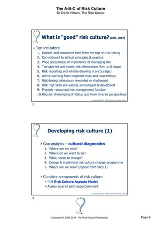 ABC of risk culture. Dr David Hillson | PDF