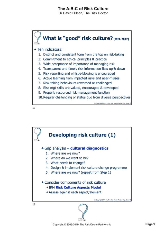 ABC of risk culture. Dr David Hillson | PDF | Business | Business and ...