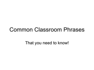 Common Classroom Phrases Span | PPT