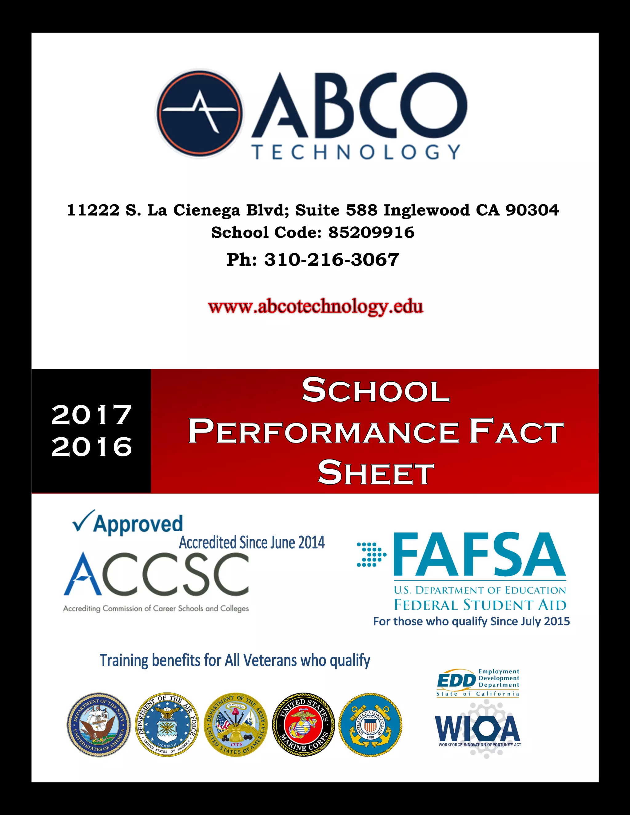 Abco technology school performance fact sheet 2019 | PDF