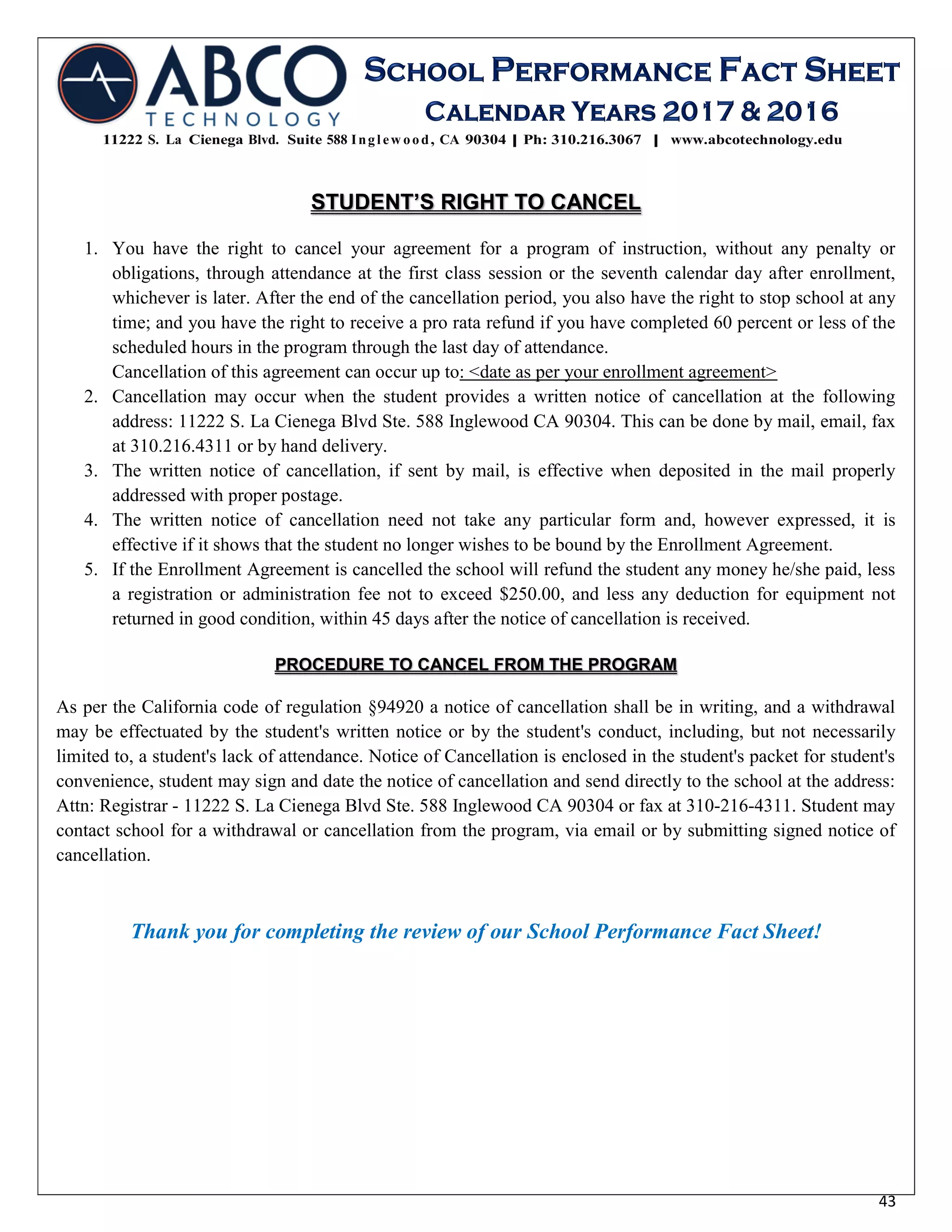 Abco technology school performance fact sheet 2019 | PDF