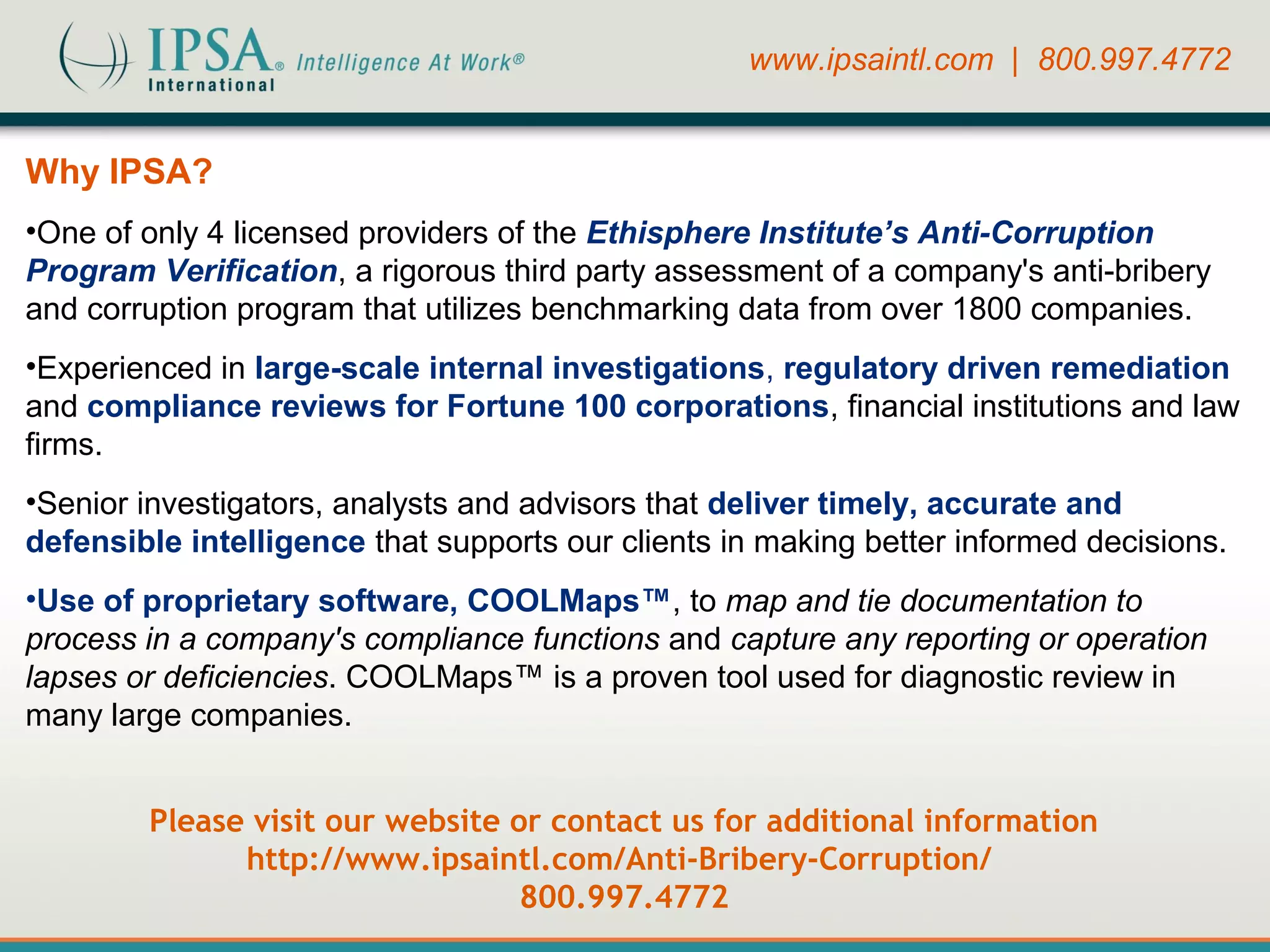 IPSA Anti-Bribery/Corruption Practice | PPT