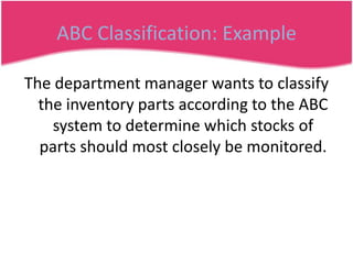 Production Management - ABC Inventory | PPTX
